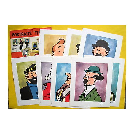 Lithographie Moulinsart Tintin - Portfolio Tintin "Portraits" 22x27